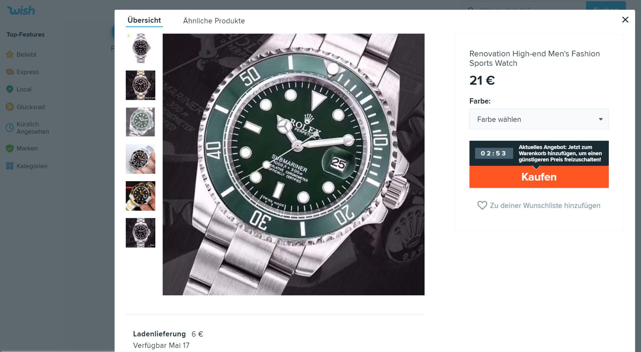 Rolex & Co: Wenn man eine Uhr bei Wish bestellt