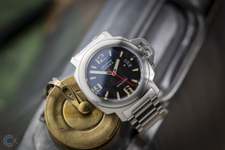 Panerai-Patent? Der berühmte Kronenschutzbügel trifft auf die Gruppo Gamma Vanguard ...